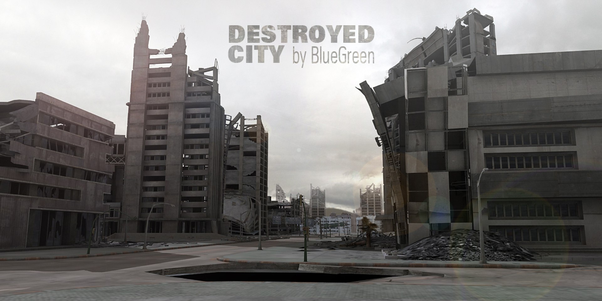 3d destroyed city model