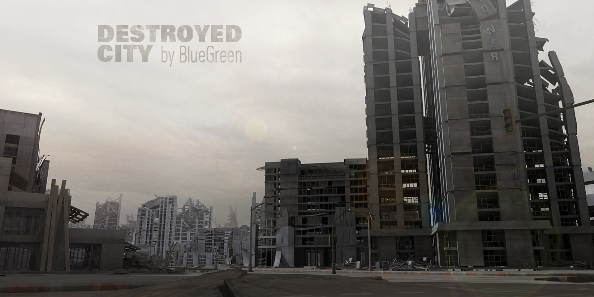 3d destroyed city model