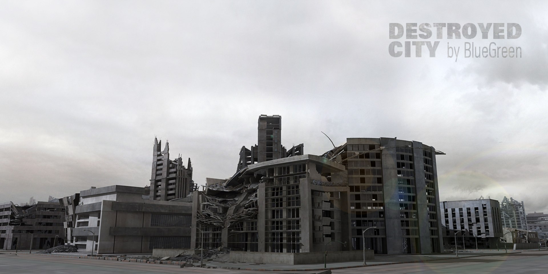 3d destroyed city model