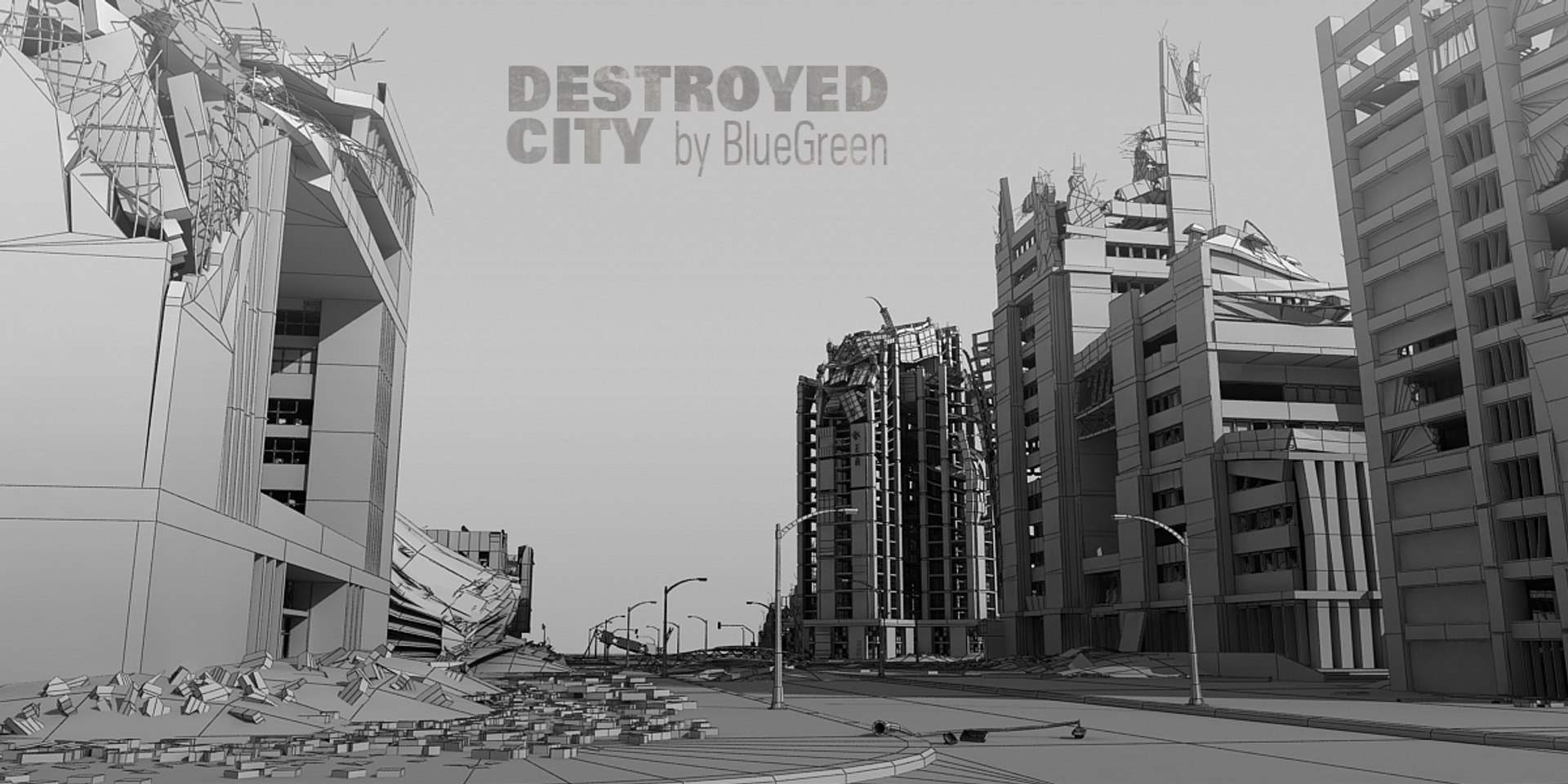 3d destroyed city model