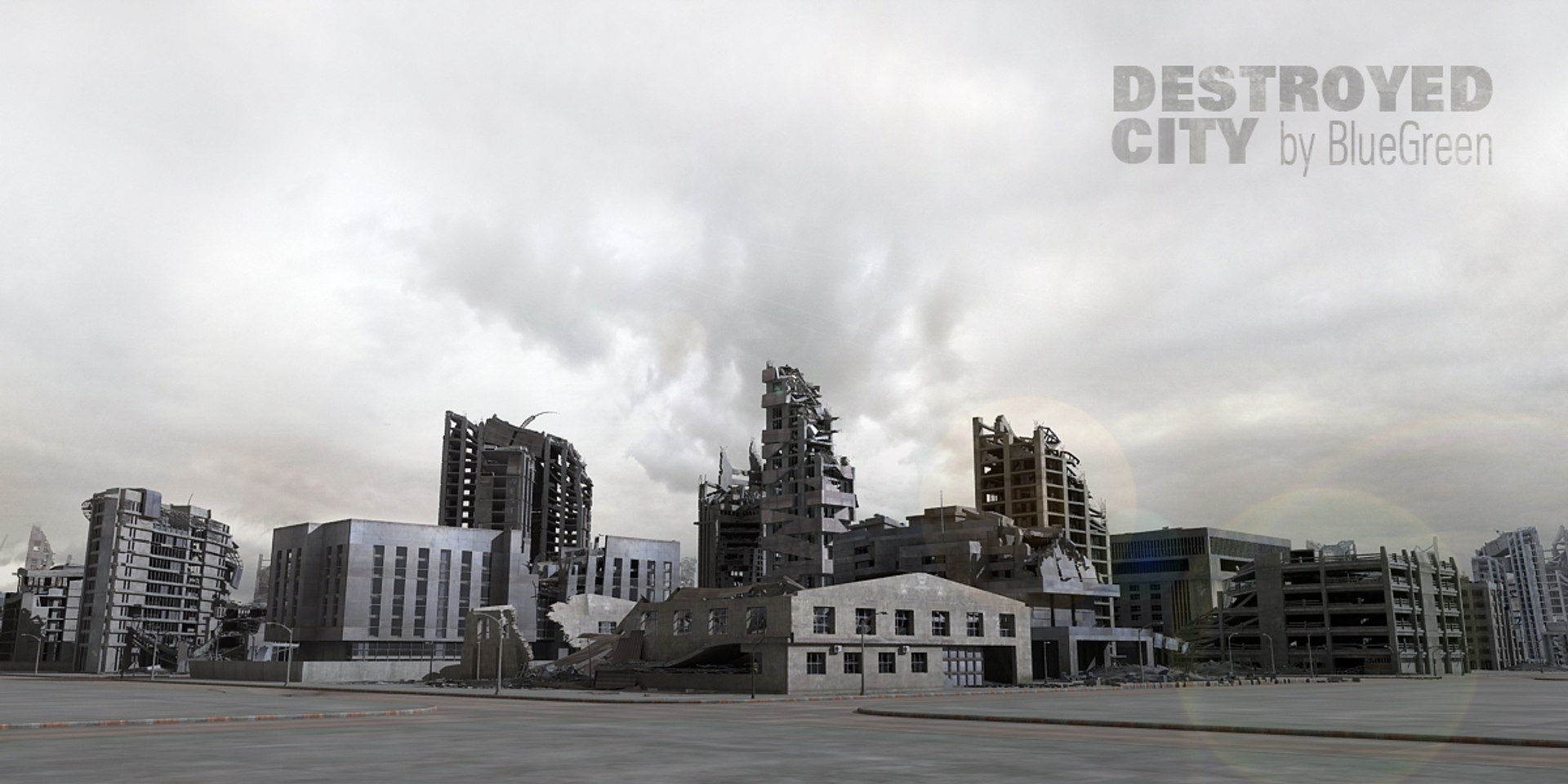 3d destroyed city model