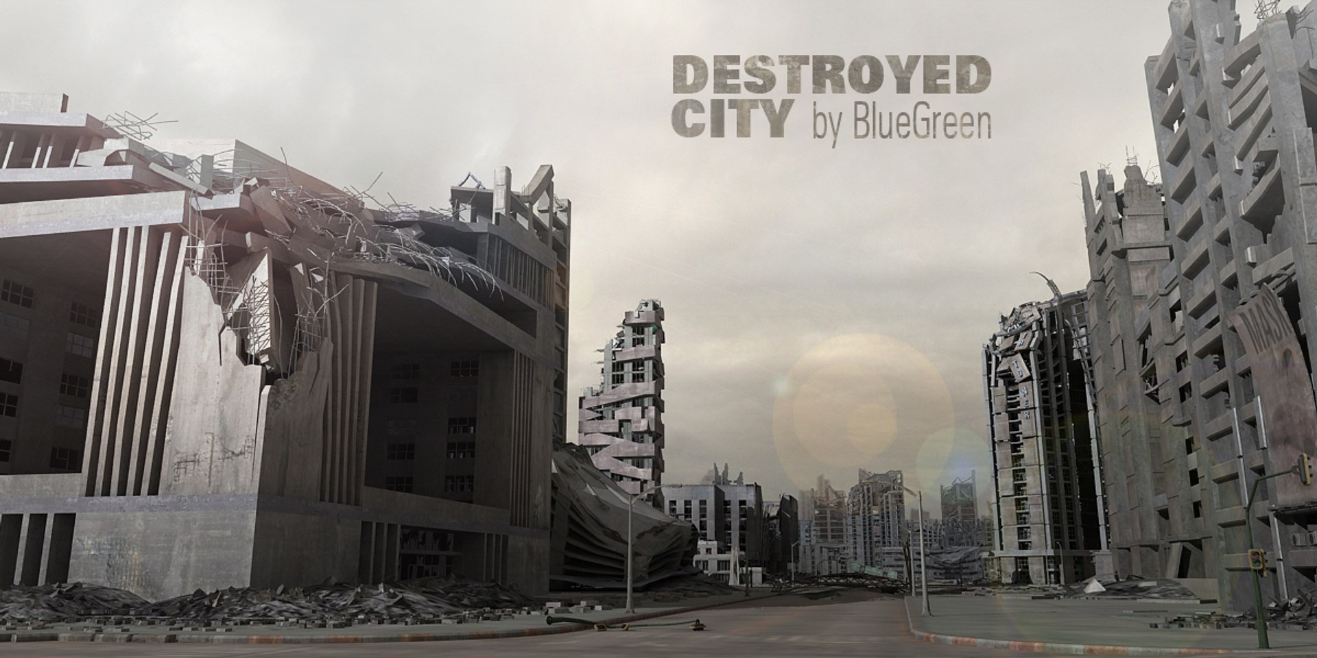 3d destroyed city model