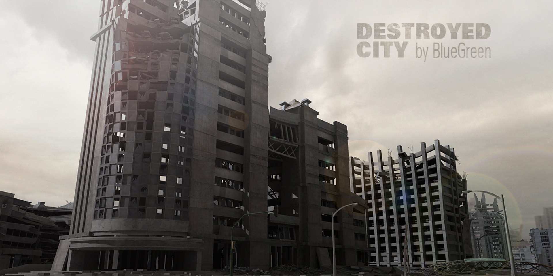 3d destroyed city model