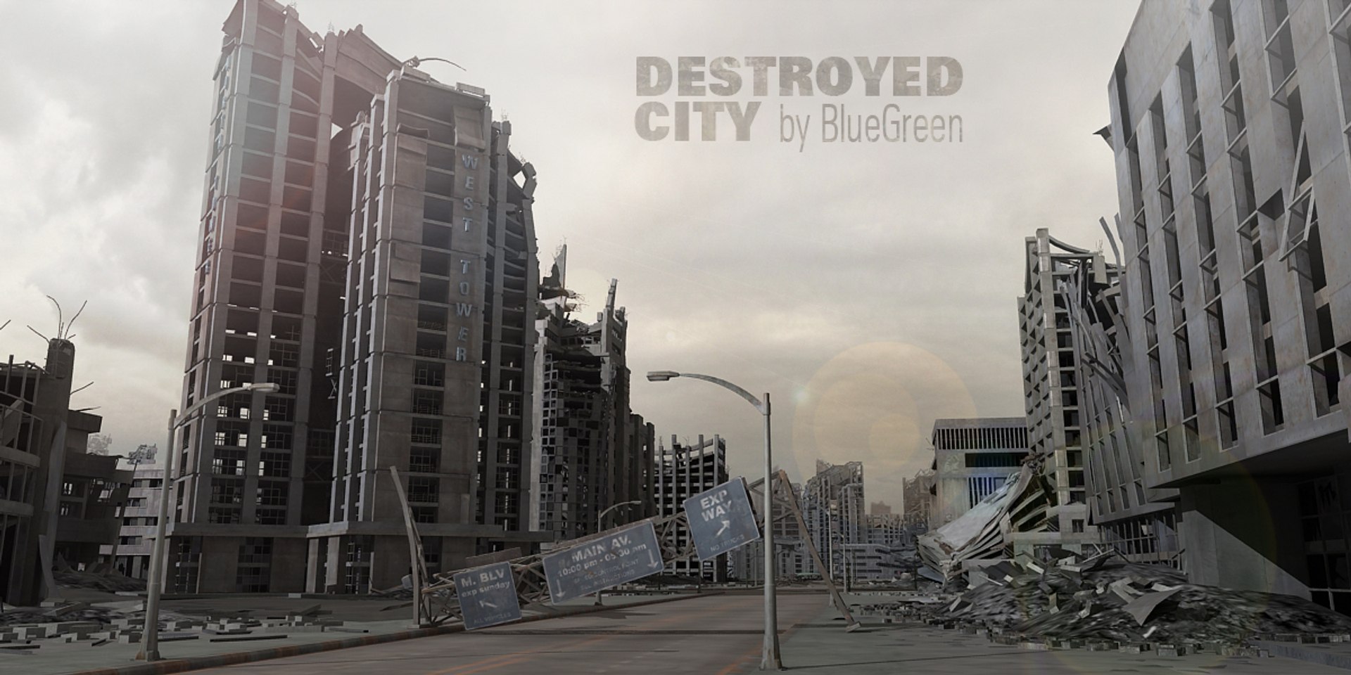 3d destroyed city model