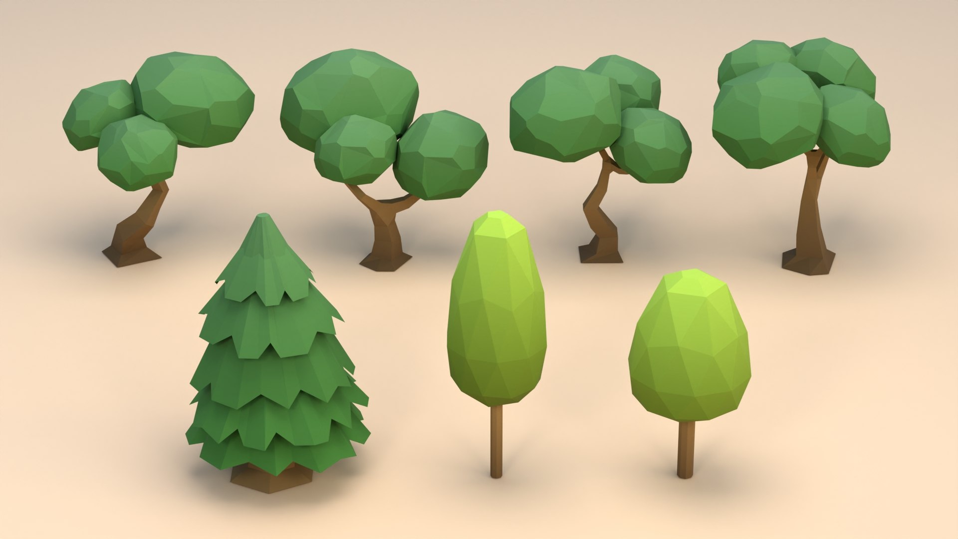 3D Cartoon Low Poly Trees Flowers Pack - TurboSquid 2239602