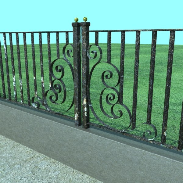 iron fence 01 resolution 3d model