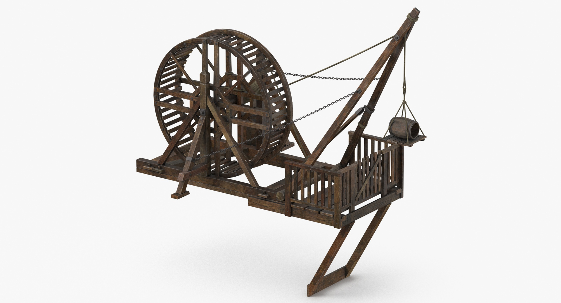 modelo 3d Grúa de madera de rueda de rodadura medieval - TurboSquid 1813075