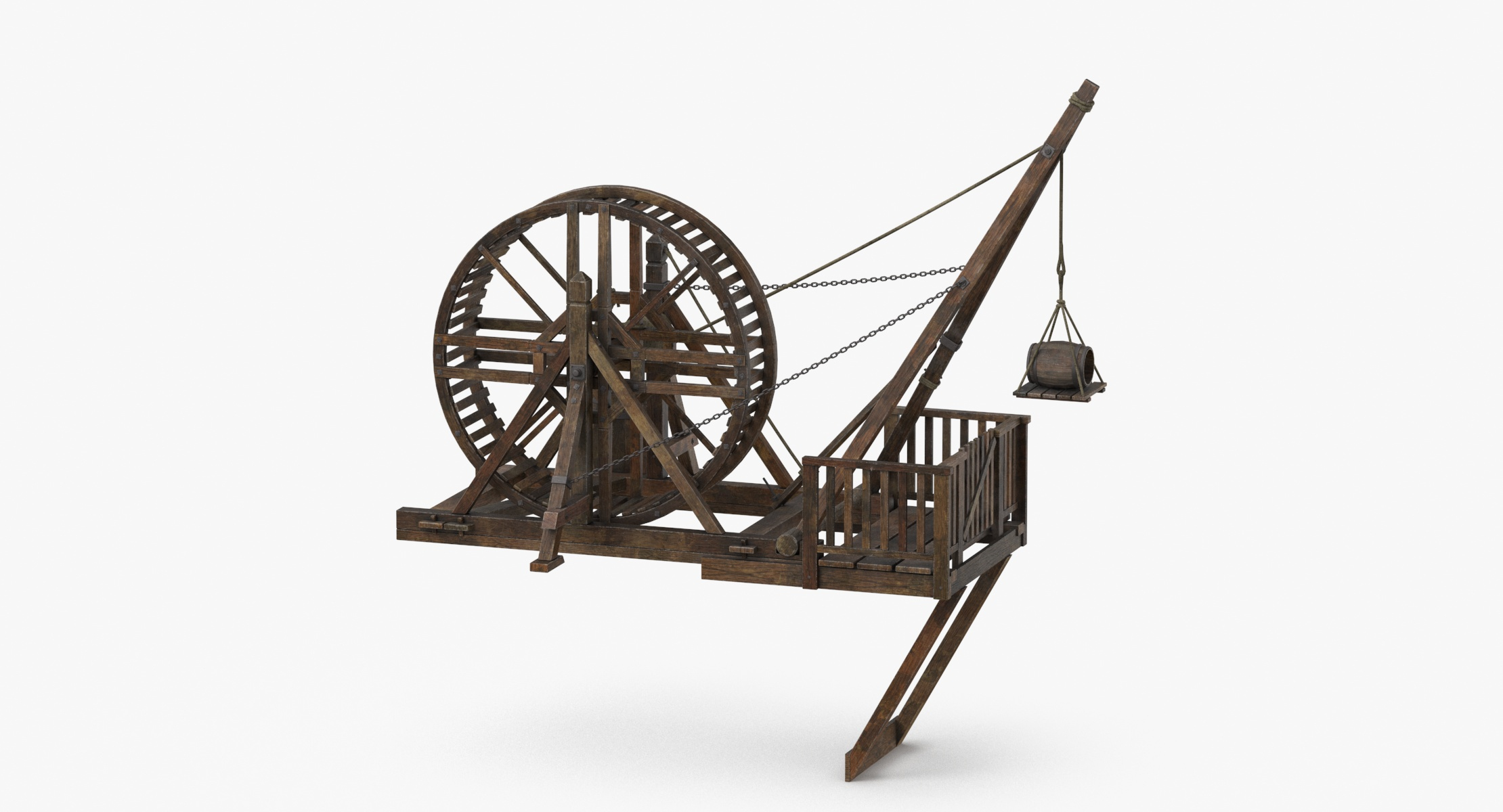 modelo 3d Grúa de madera de rueda de rodadura medieval - TurboSquid 1813075