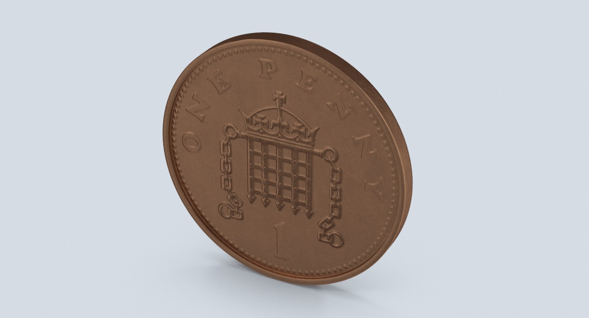 3d Model 1 Pence Coin Aged