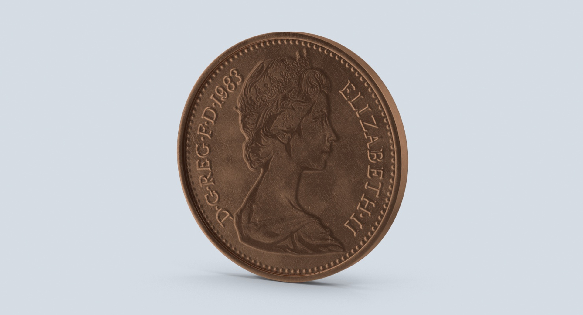 3d Model 1 Pence Coin Aged