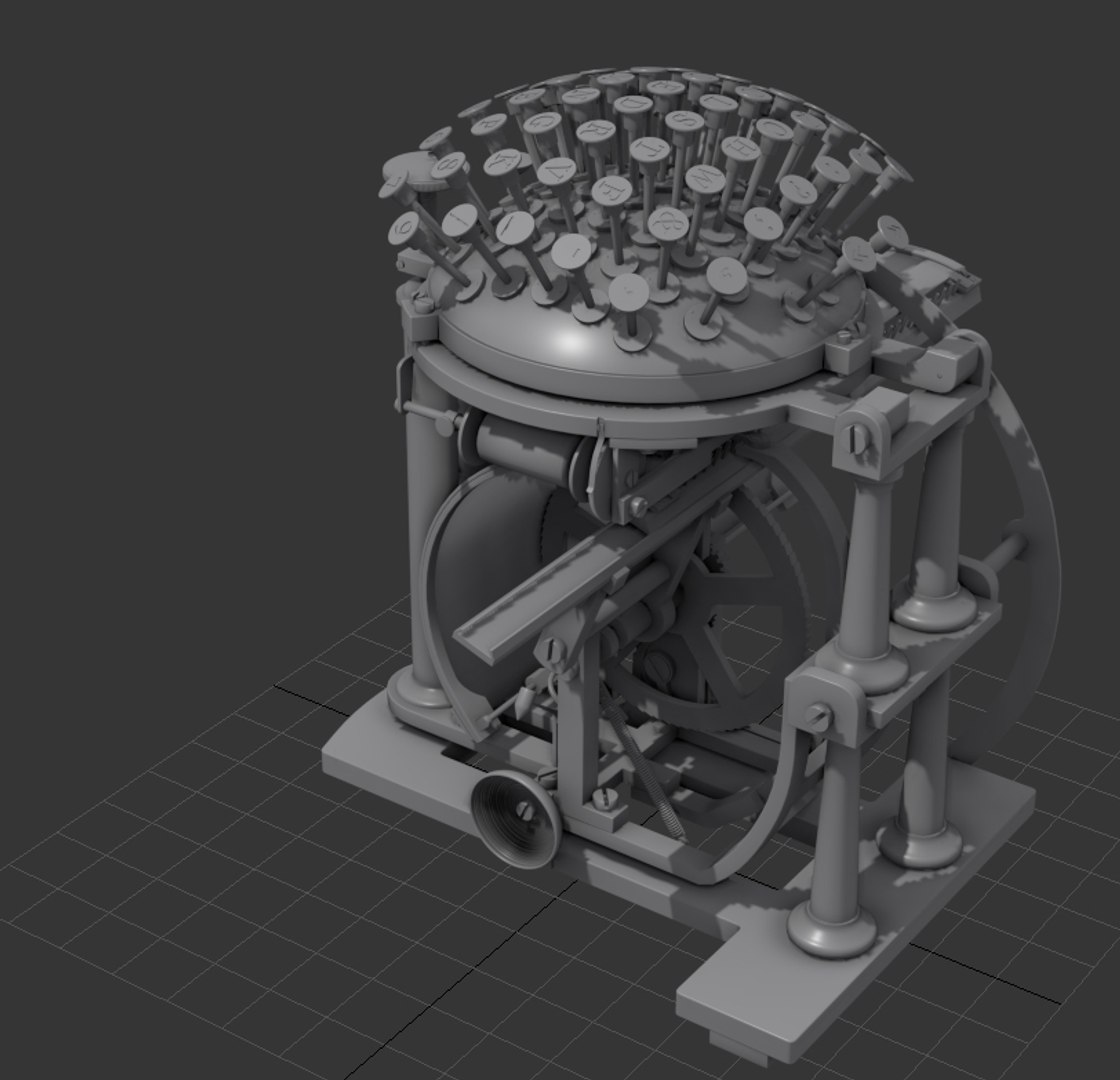 3D Hansen Writing Ball Typewriter - TurboSquid 2100619
