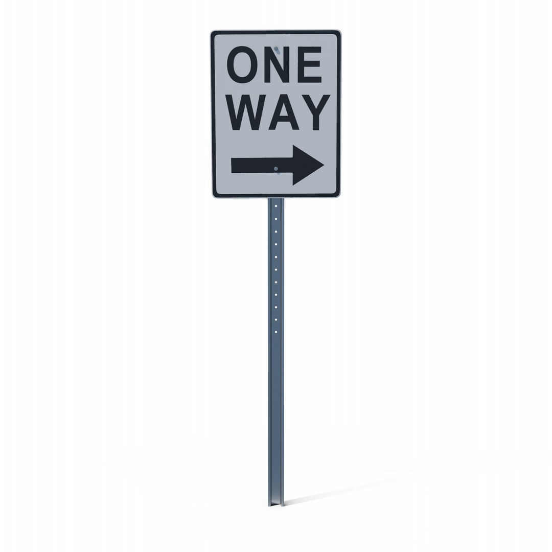 3D One Way Sign Pole - TurboSquid 2044217