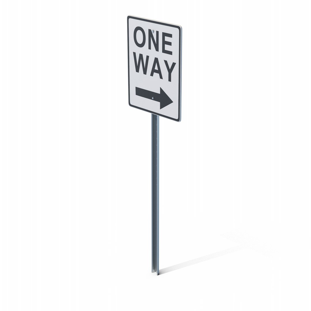 3D One Way Sign Pole - TurboSquid 2044217