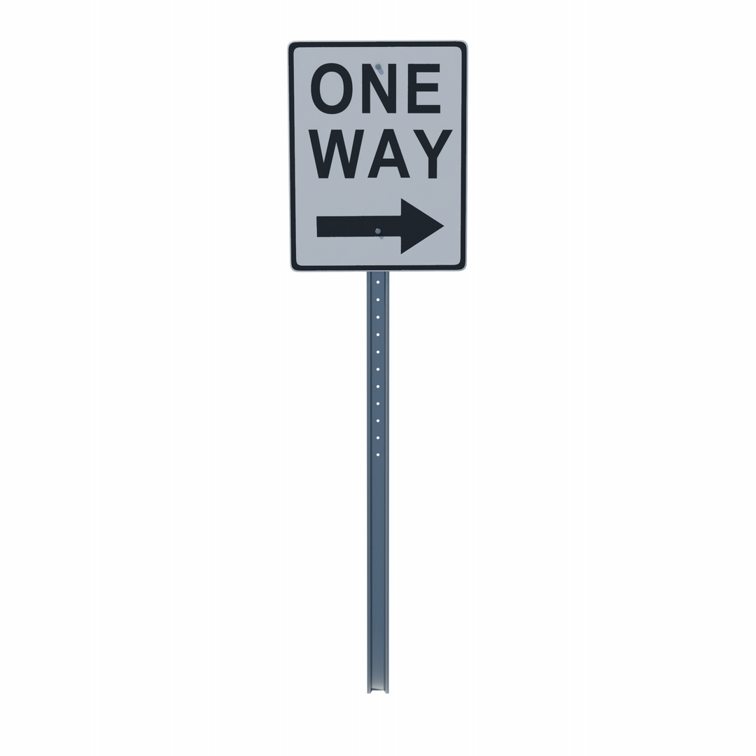 3D One Way Sign Pole - TurboSquid 2044217