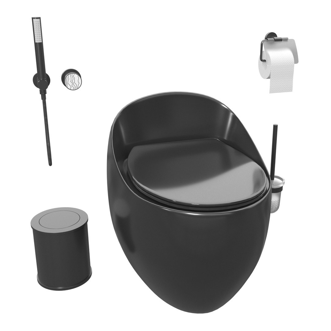 3D Clearhalo Toilet Set With Thg Paris Yoko Ice Decor WC Bathroom Model ...