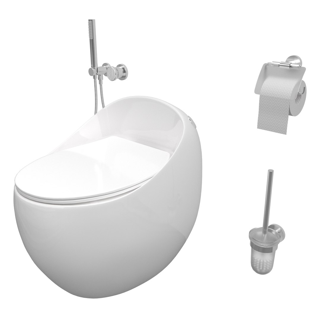 3D Clearhalo Toilet Set With Thg Paris Yoko Ice Decor WC Bathroom Model ...