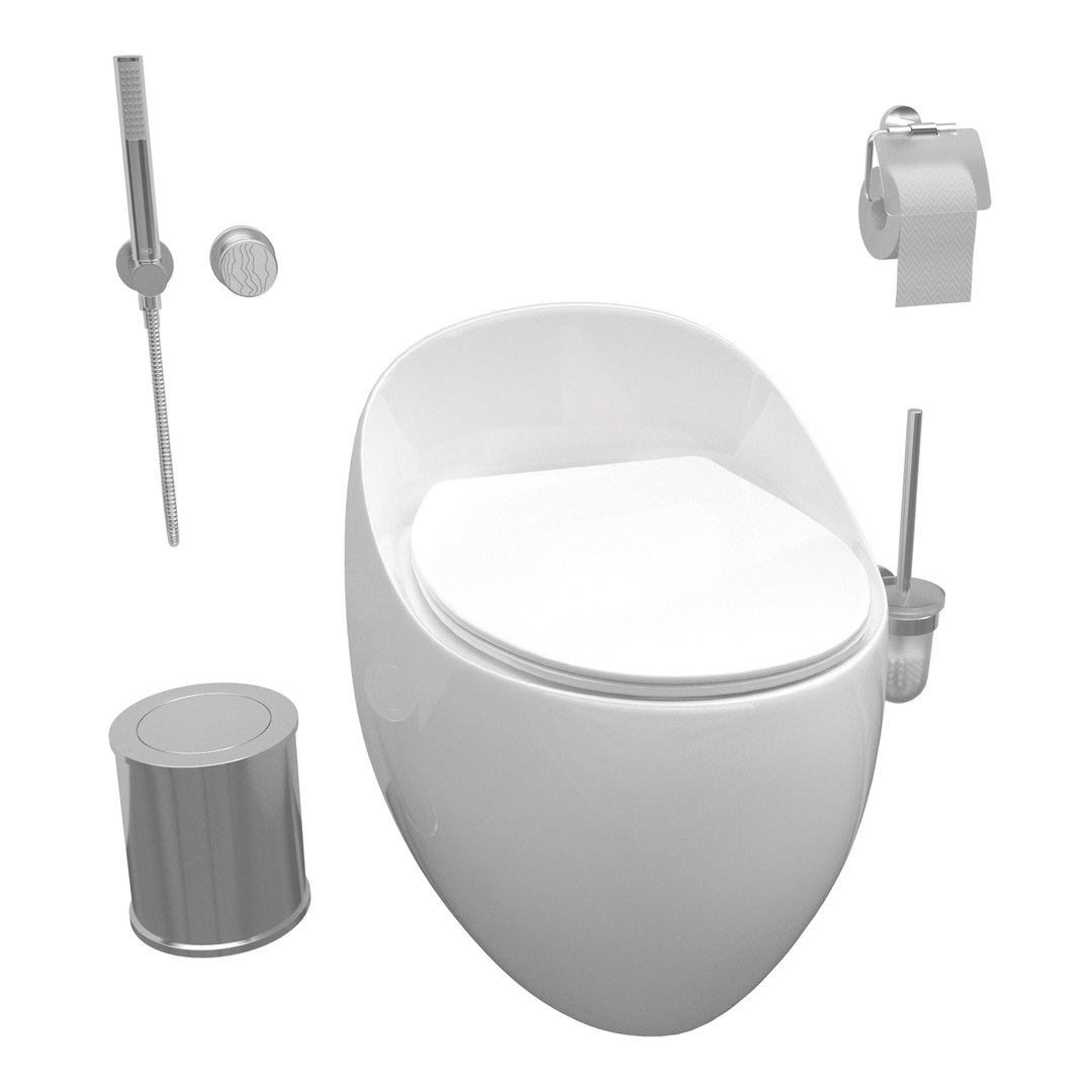 3D Clearhalo Toilet Set With Thg Paris Yoko Ice Decor WC Bathroom Model ...