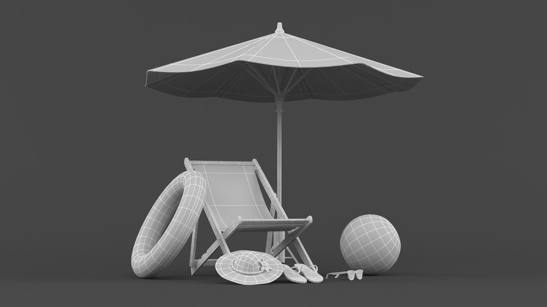 Beach Umbrella And Chair 3D - TurboSquid 2073400
