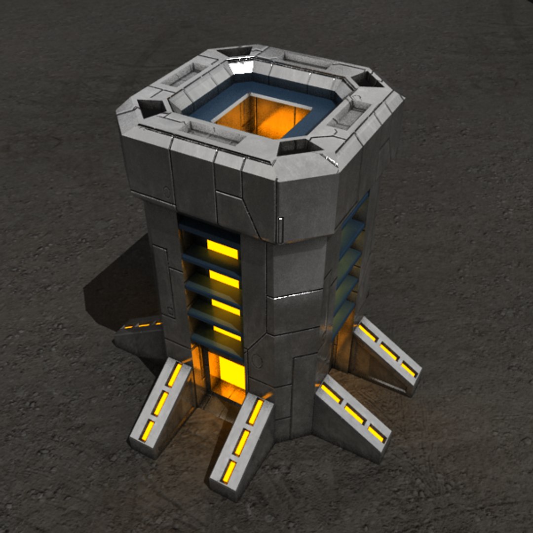 3d Tower Sci-fi Building