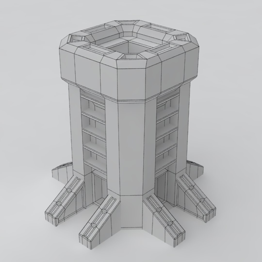 3d Tower Sci-fi Building