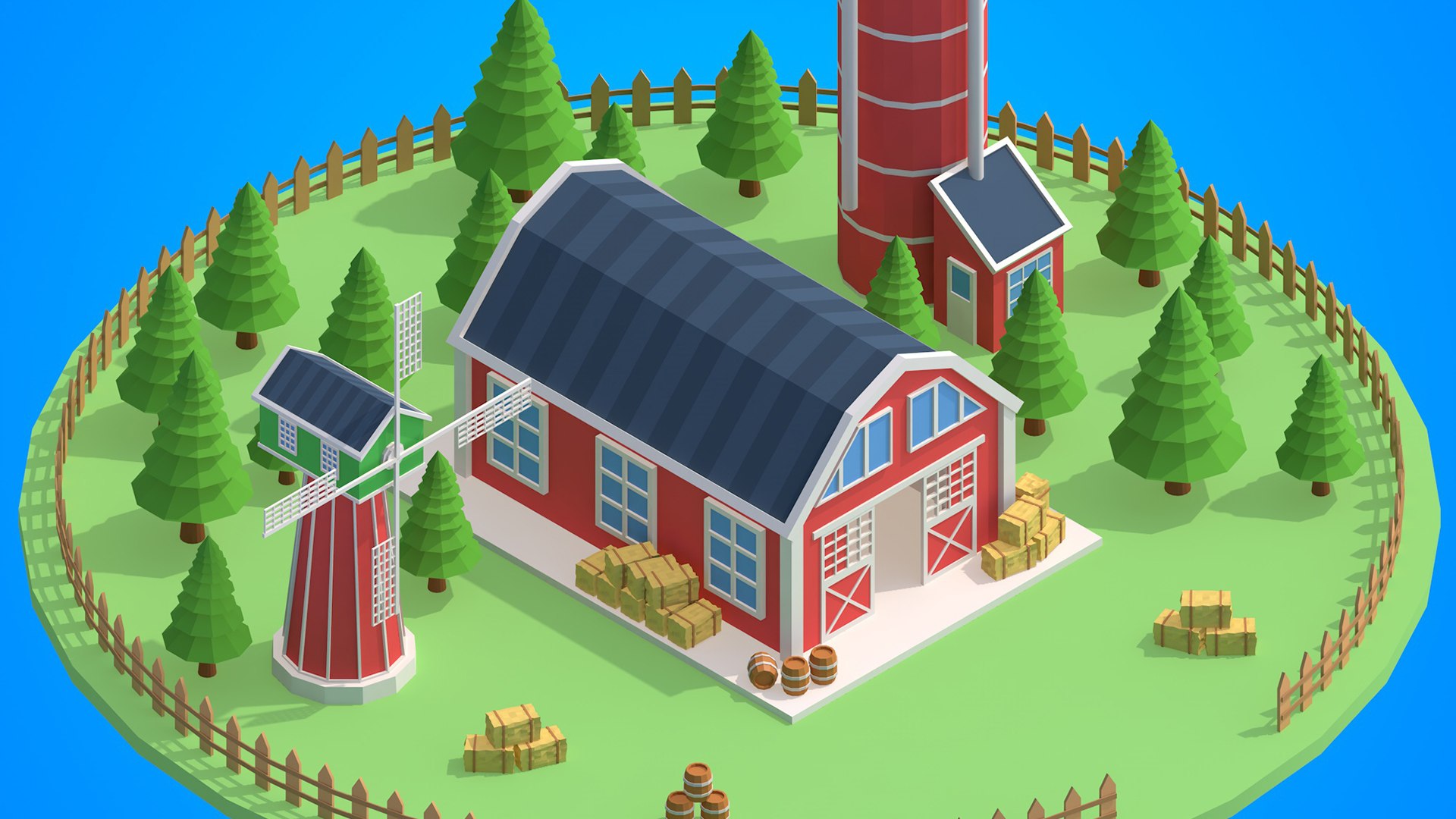 Farm And Barn Low Poly 3D Model - TurboSquid 1848388