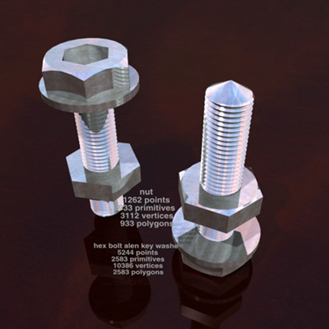 Nut Screws Washers Bolts 3d 3ds