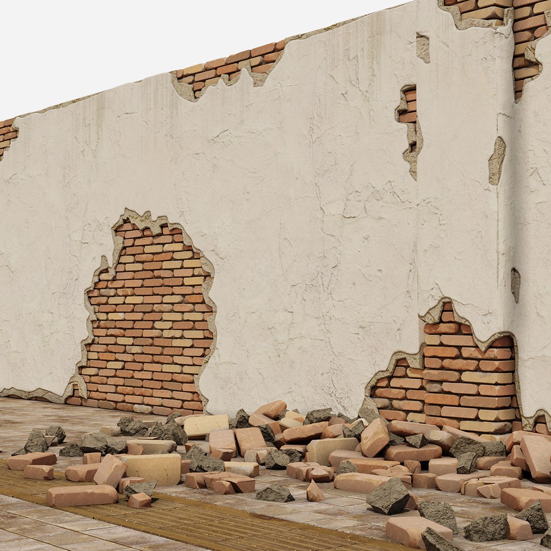 3D model damaged old brick wall - TurboSquid 1506713