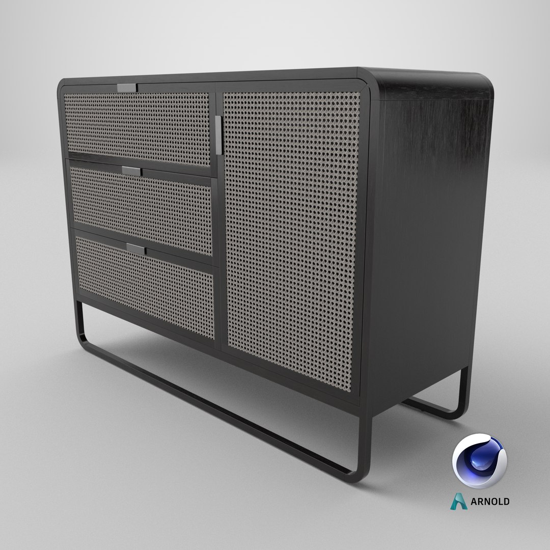 Anaise Cane 3 Drawer Chest 3D Model - TurboSquid 2316496