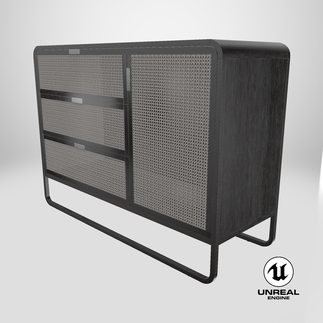 Anaise Cane 3 Drawer Chest 3D Model - TurboSquid 2316496