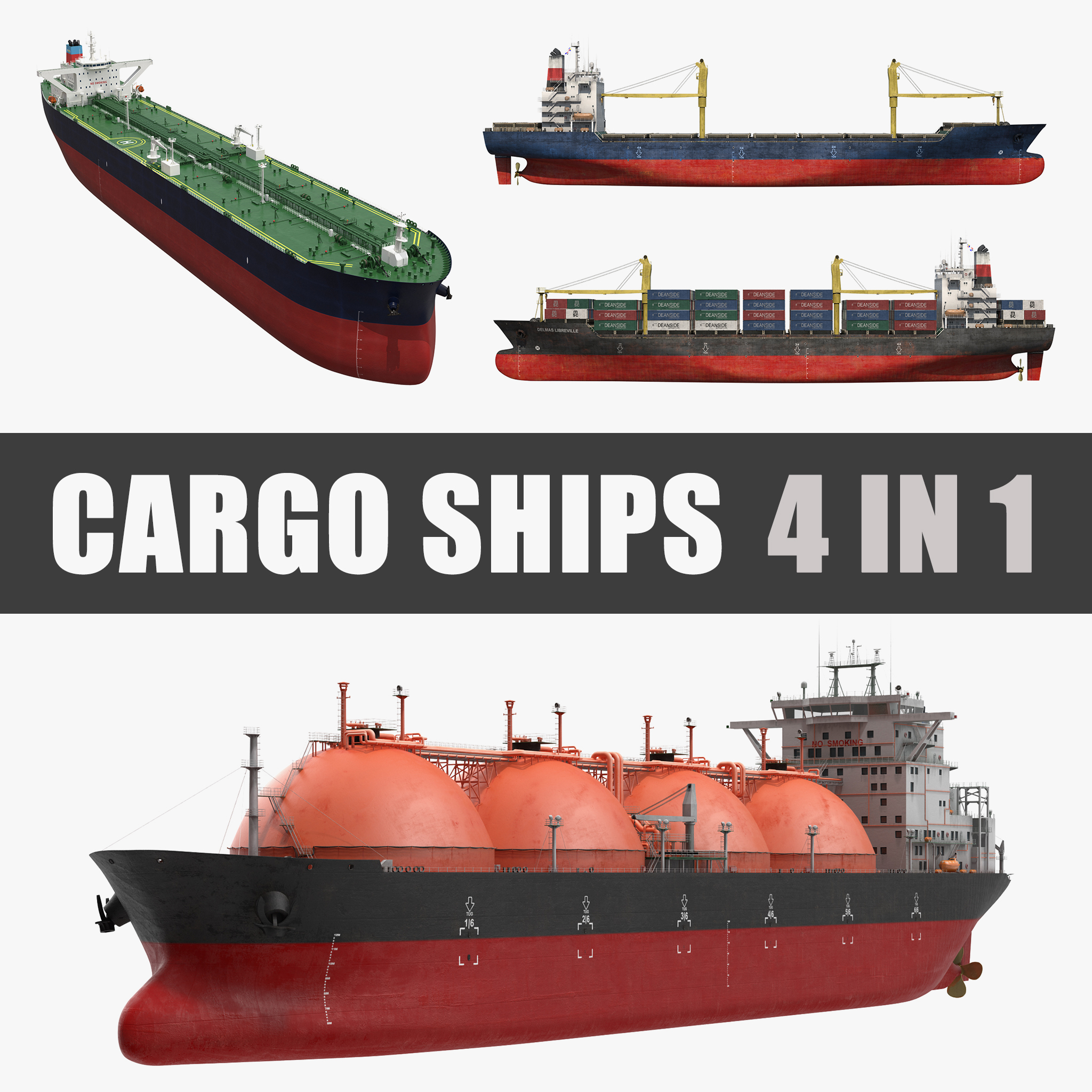 3D cargo ships 2 model - TurboSquid 1212839