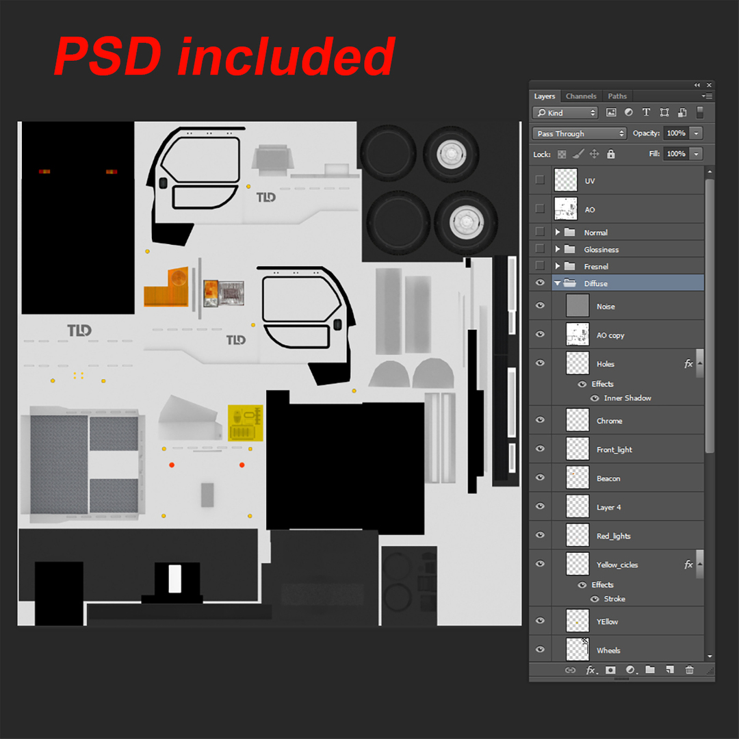 tld jet-16 baggage tractor 3d model