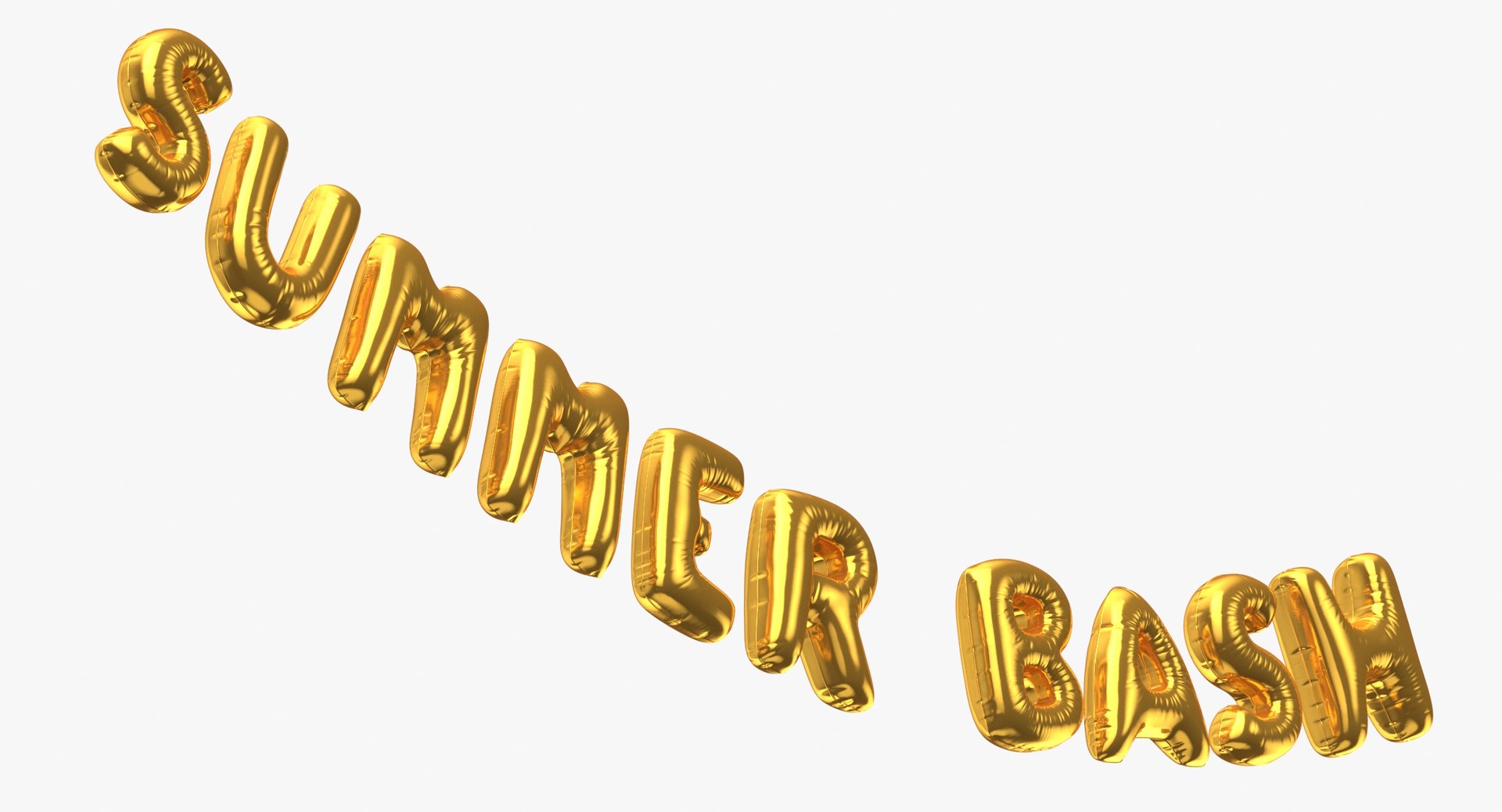 3D Foil Baloon Words Summer Bash Gold model - TurboSquid 1747496