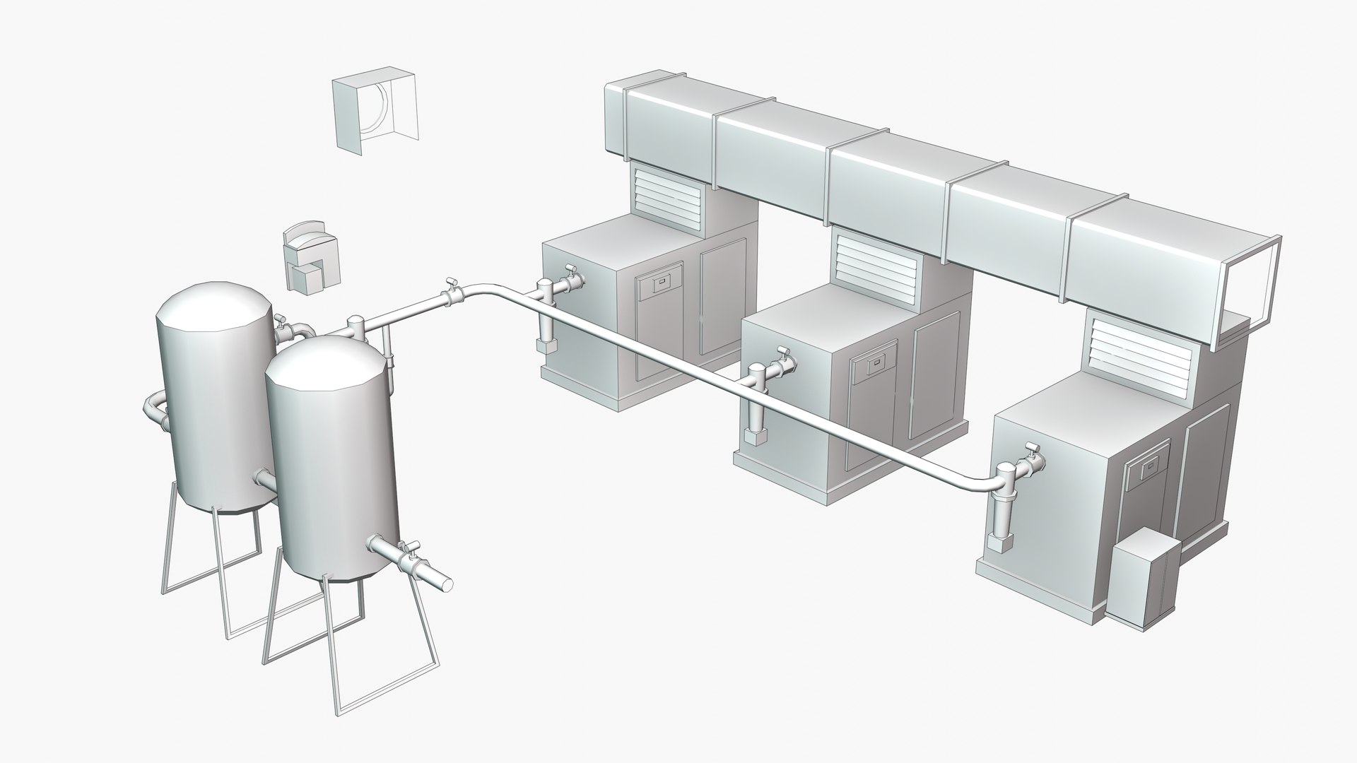 Ventilation With Pipes And Tanks Model - TurboSquid 2003026
