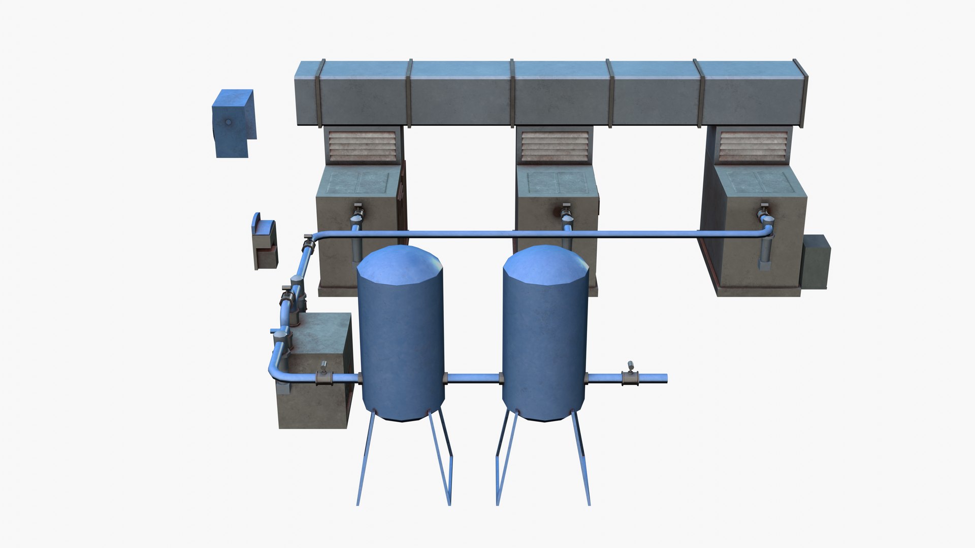 Ventilation With Pipes And Tanks Model - TurboSquid 2003026