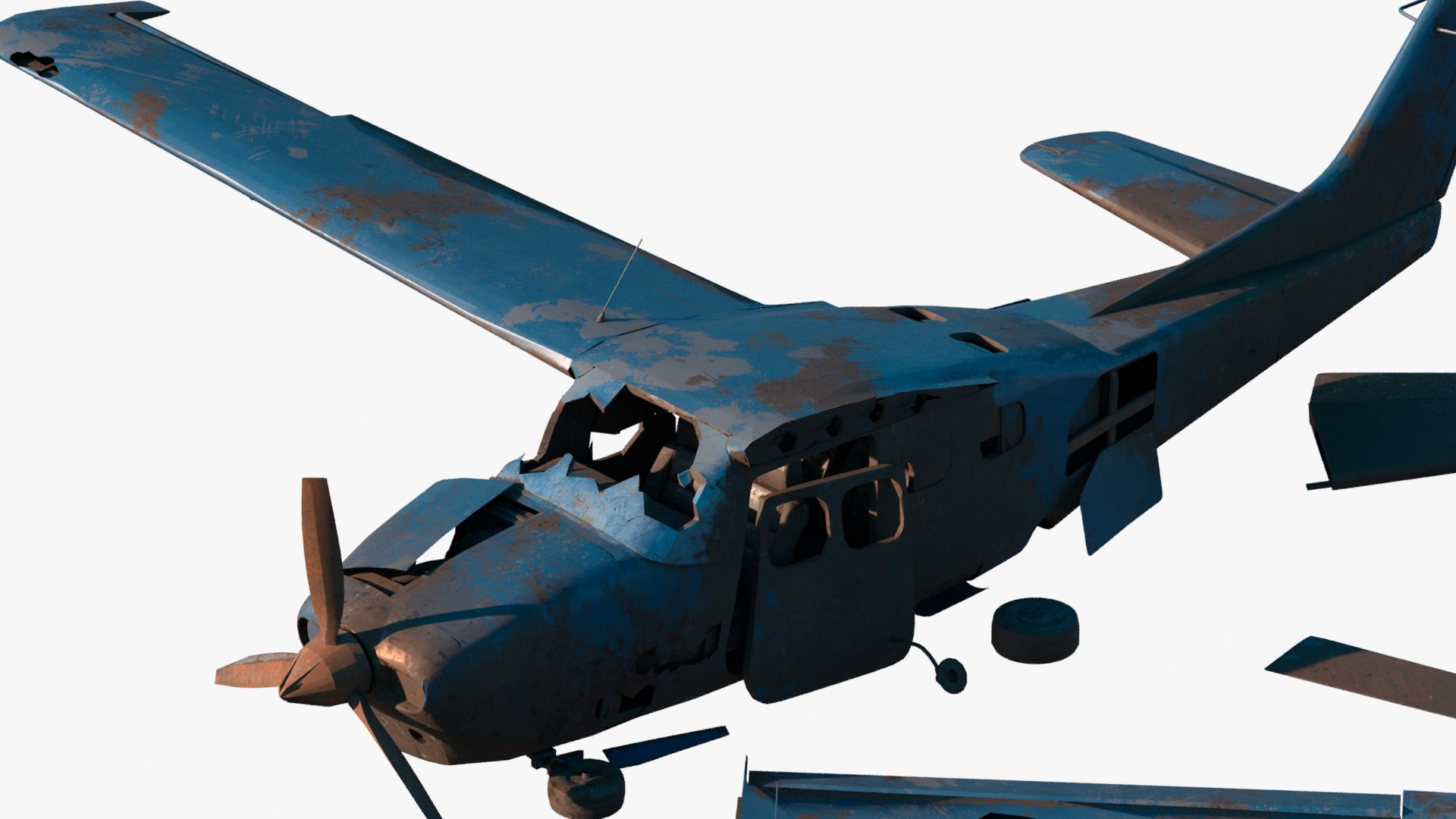 3D Realistic Destroyed Propeller Plane Model - TurboSquid 2078822