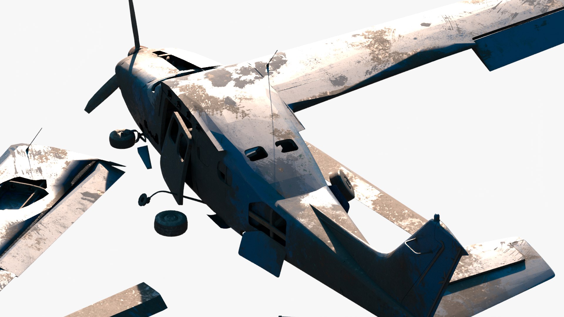 3D Realistic Destroyed Propeller Plane Model - TurboSquid 2078822