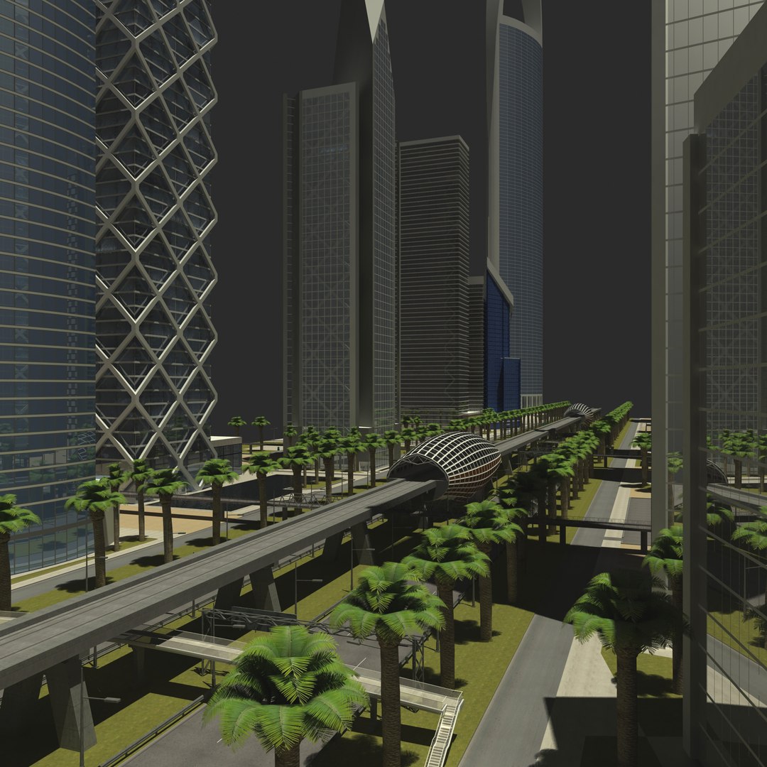 3d Model Skyscraper City Road Cityscape