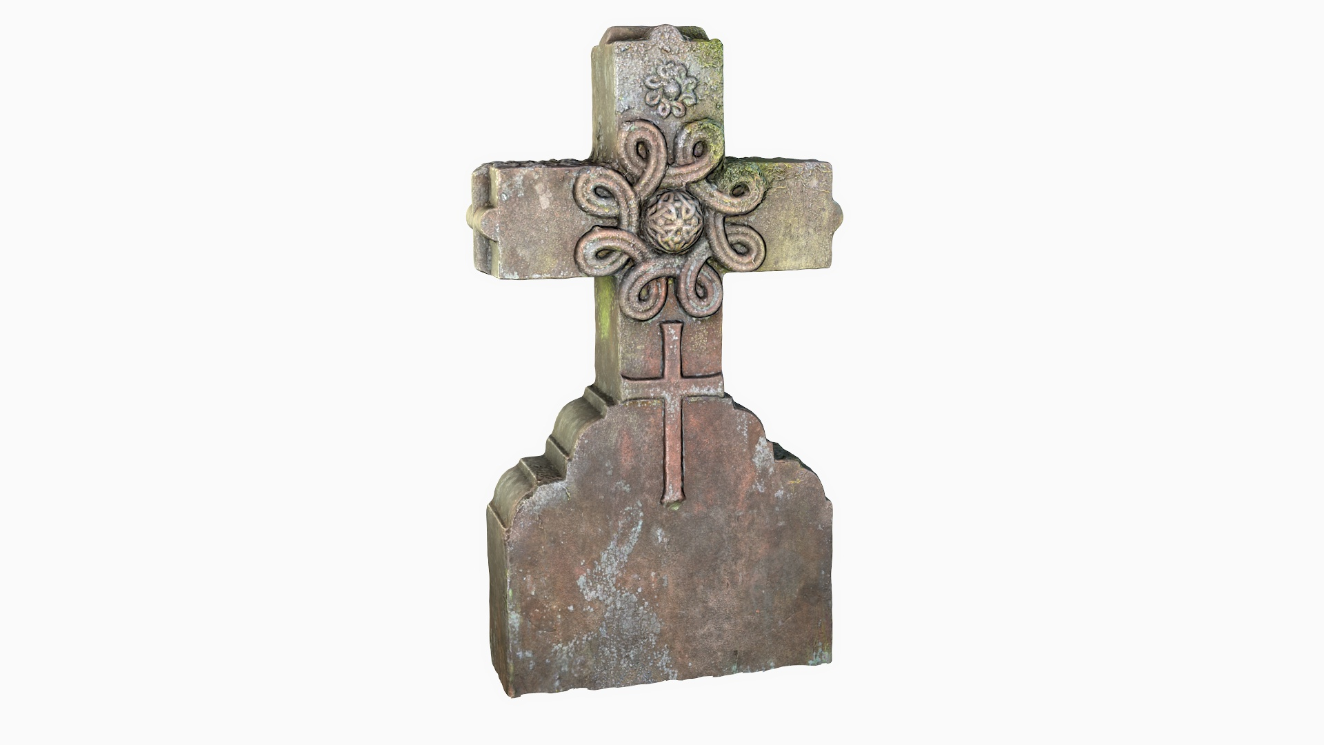3D Ancient Mossy Old Cross Gravestone Tombstone Realistic 3D Model ...