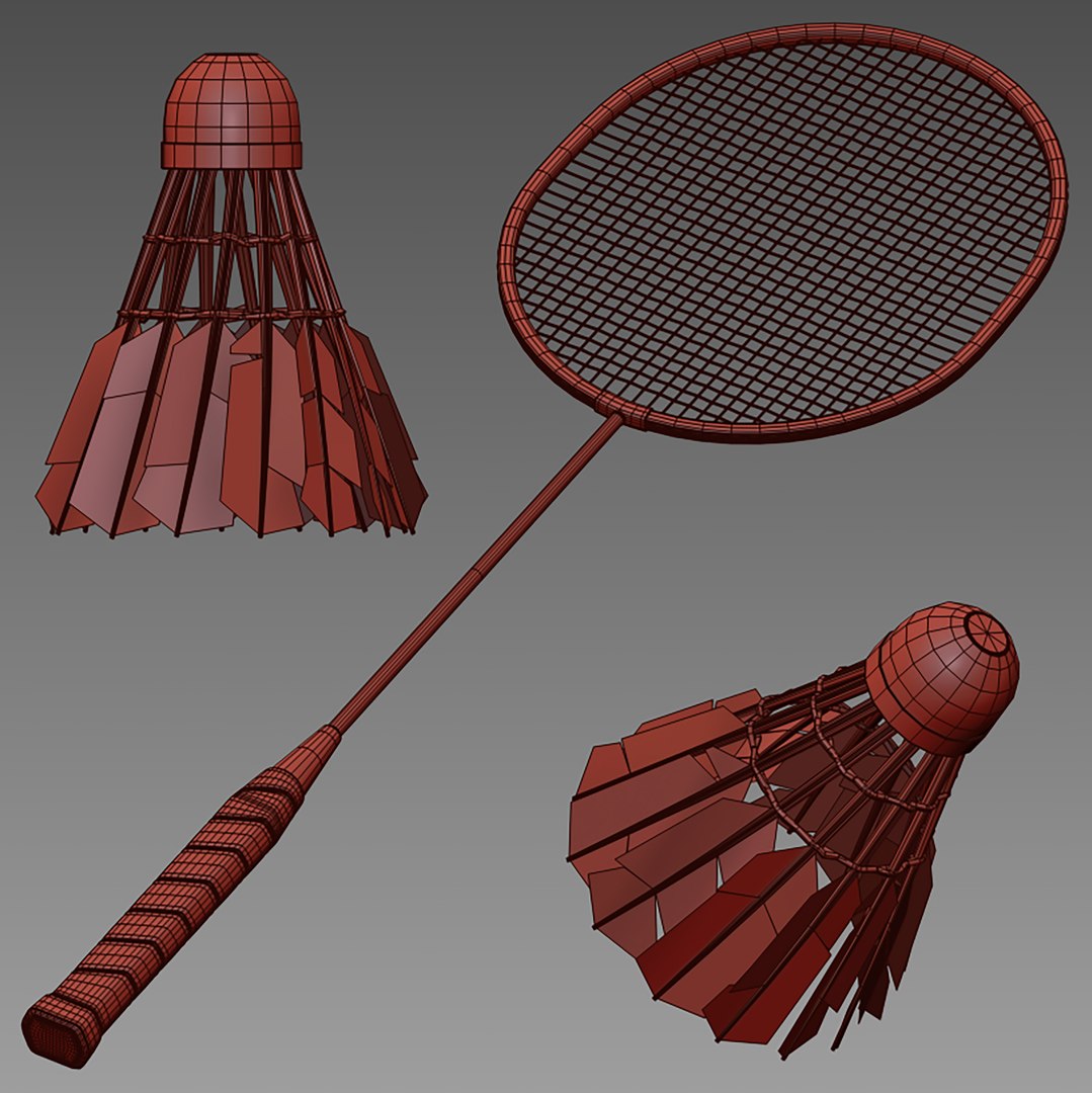 3D Set for playing badminton racket and shuttlecock - TurboSquid 2181204