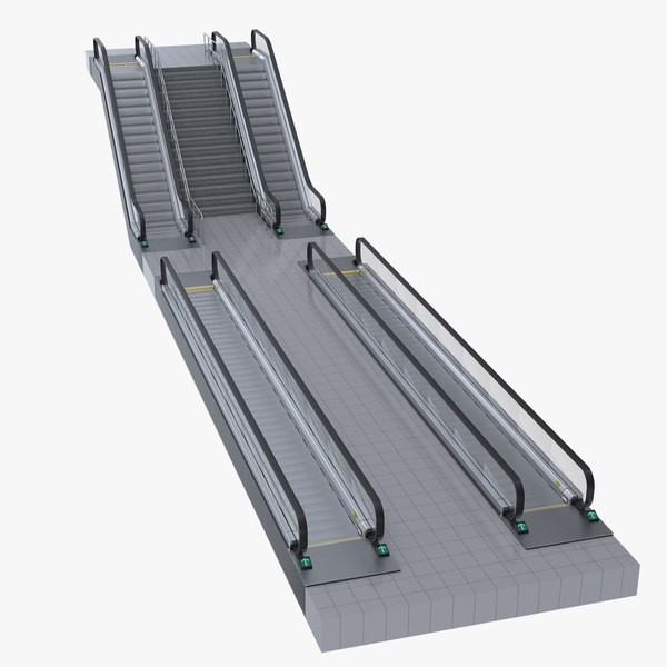 modelo 3d Escalera mecánica y pasarela móvil - TurboSquid 2239998