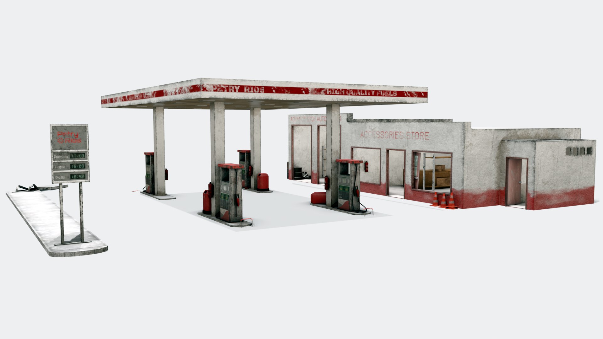 3D Model Abandoned Station Gas - TurboSquid 1611412