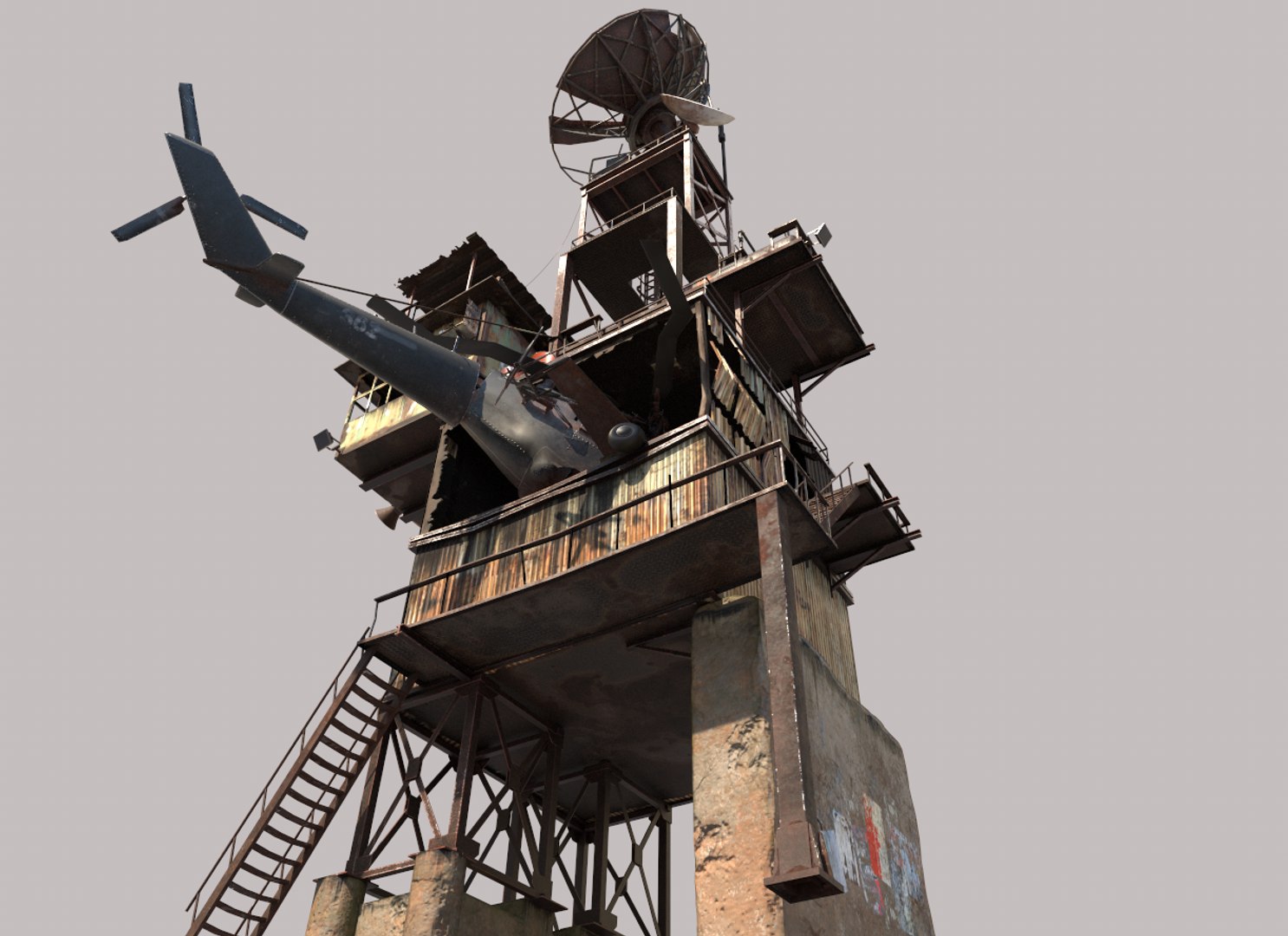 3D Post-Apocalyptic Outpost Tower - TurboSquid 1724278