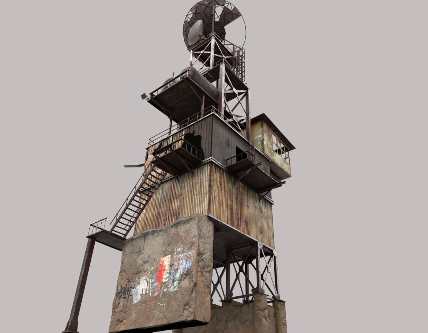 3D Post-Apocalyptic Outpost Tower - TurboSquid 1724278