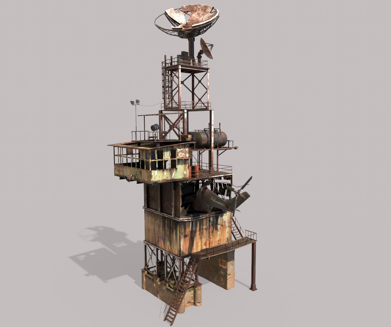 3D Post-Apocalyptic Outpost Tower - TurboSquid 1724278