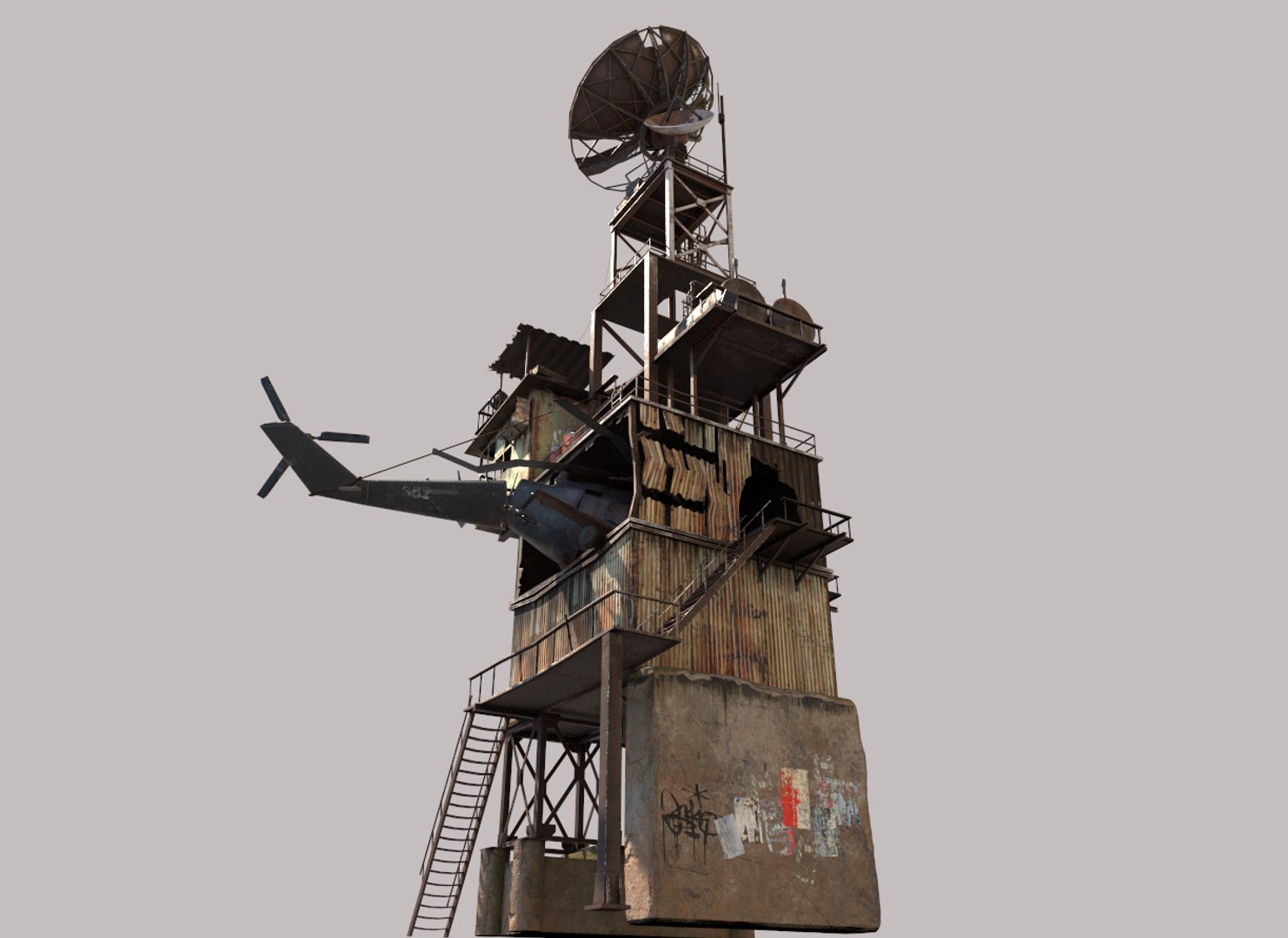 3D Post-Apocalyptic Outpost Tower - TurboSquid 1724278
