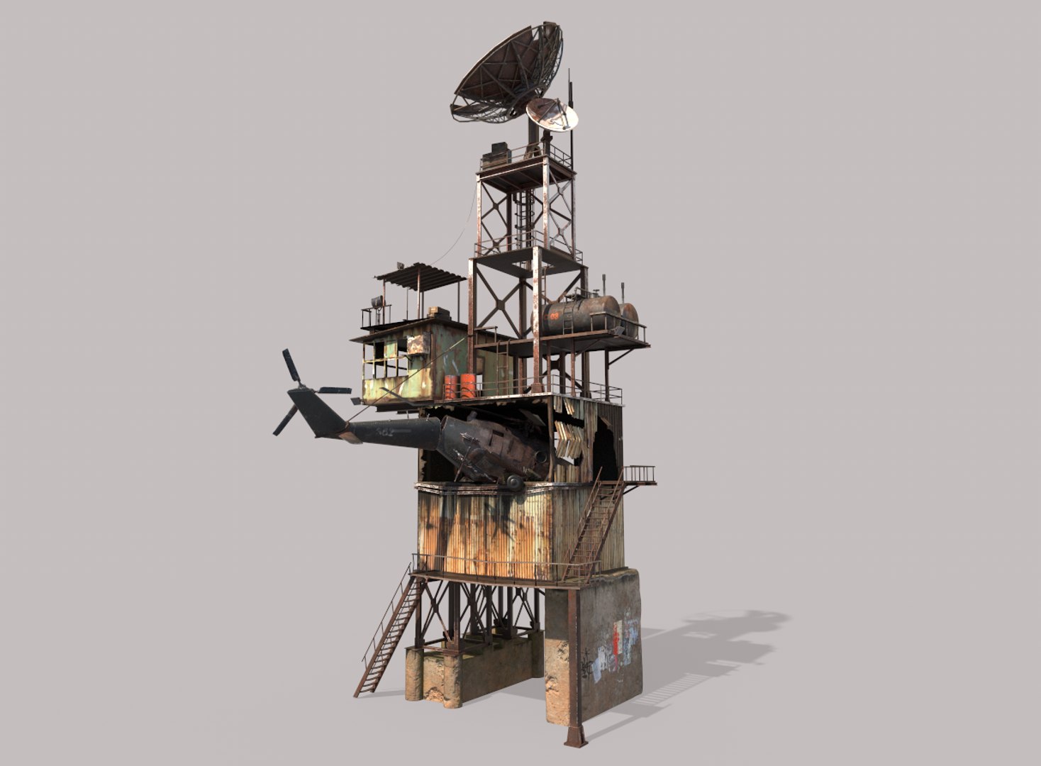 3D Post-Apocalyptic Outpost Tower - TurboSquid 1724278