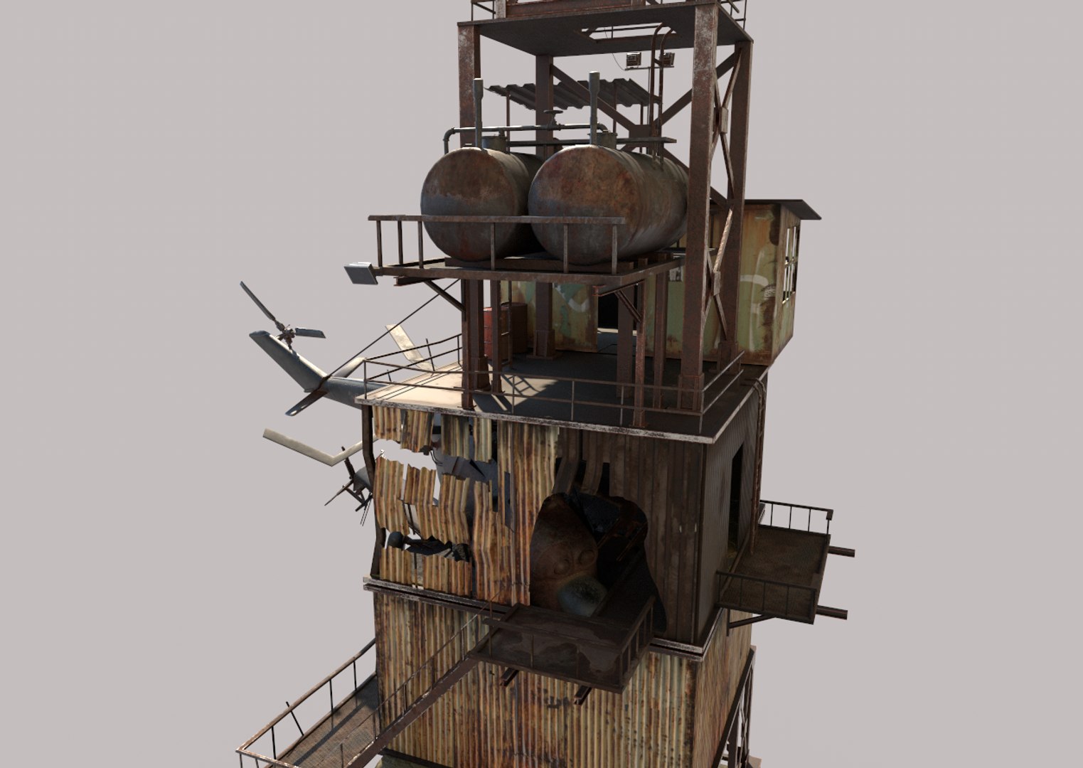 3D Post-Apocalyptic Outpost Tower - TurboSquid 1724278