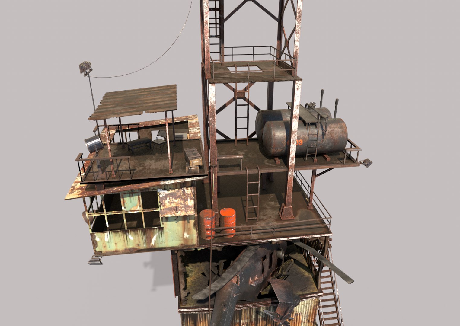 3D Post-Apocalyptic Outpost Tower - TurboSquid 1724278