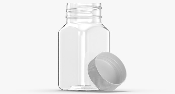 2oz 60ml Plastic Square Bottles Transparent Collection 02 - 3 models 3D ...