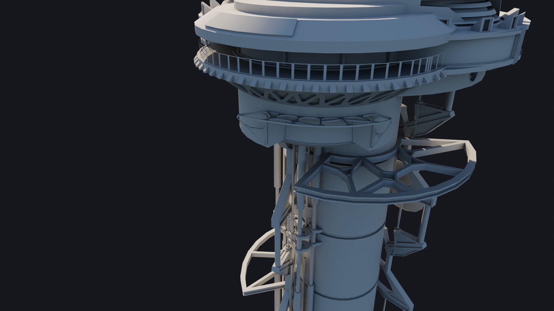 Futuristic Well Detailed Observation Tower 3D Model - TurboSquid 1956976